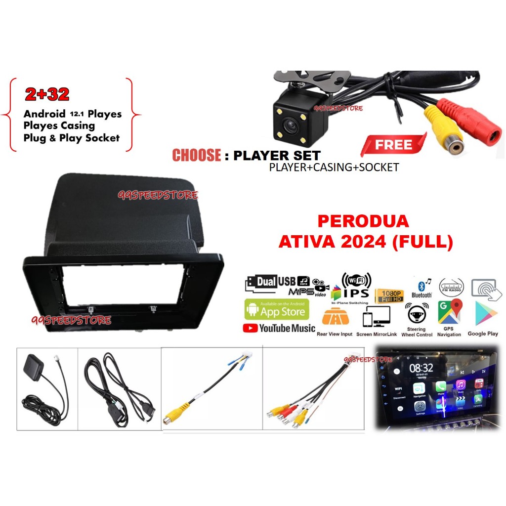 PERODUA ATIVA 2024 (FULL) ANDROID PLAYER 10" INCH PLUG N PLAY WITH OEM ...