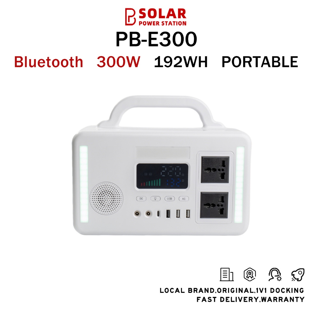 PB SOLAR Portable Power Station 220v 300w /USB/Type-C/DC output ...