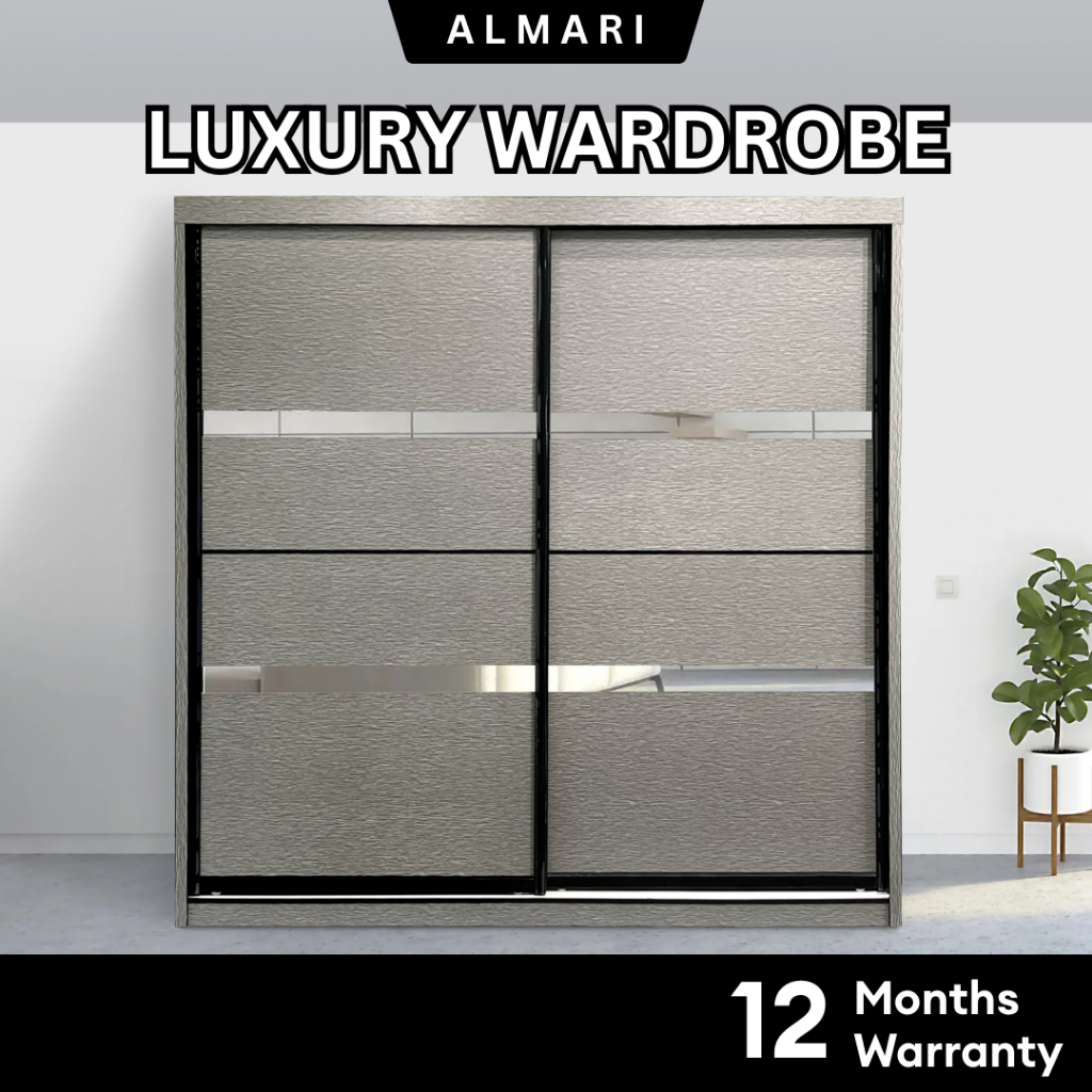 Free Install Premium Wardrobe Almari Besar 8x8, 6x8 Brown Almari ...