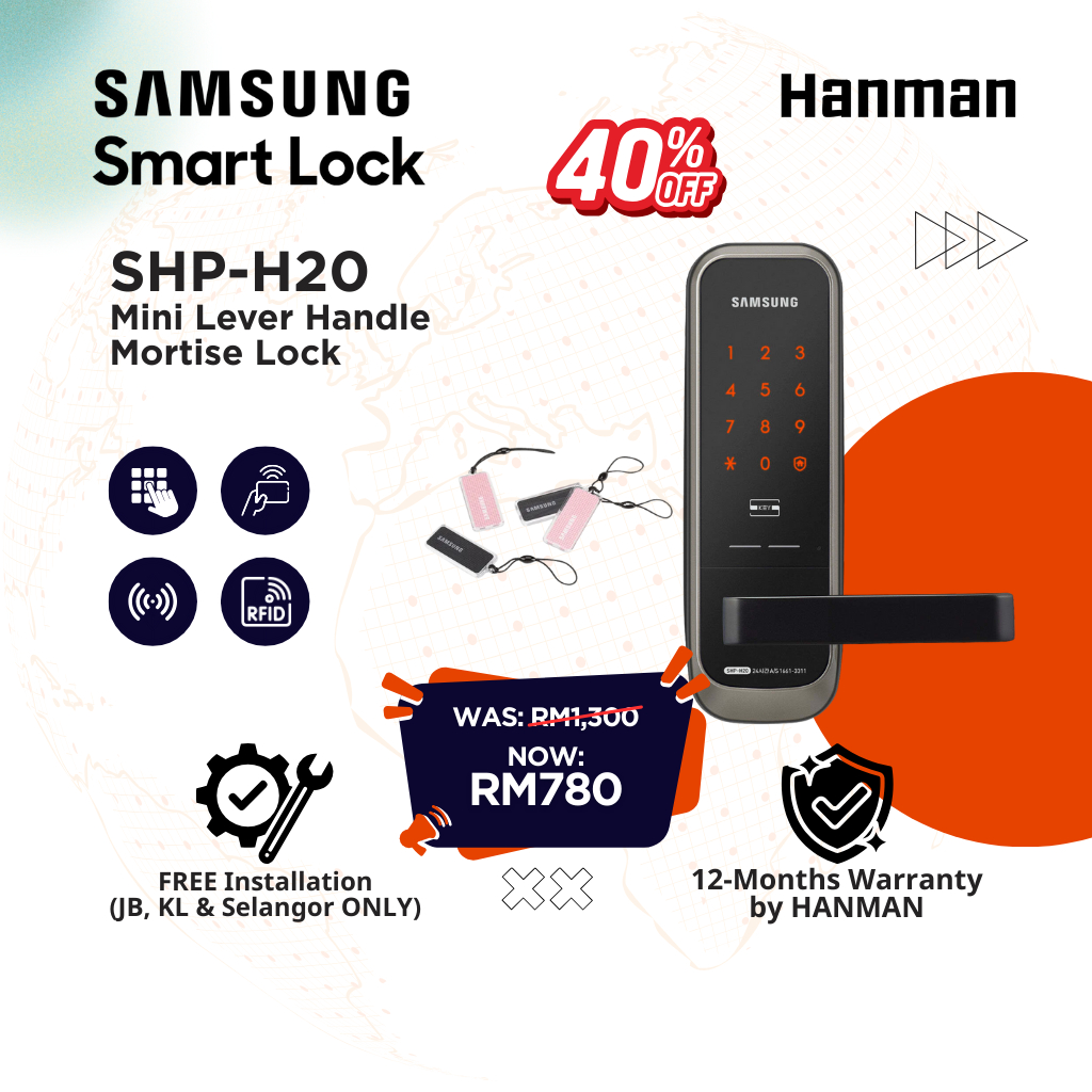 Samsung SHP-H20 | Lever Handle Samsung Digital Door Lock | 1-Year ...