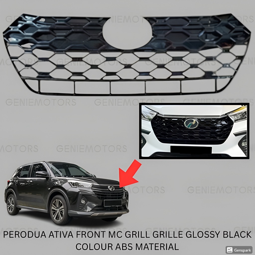 PERODUA ATIVA FRONT MC GRILL GRILLE GLOSSY BLACK COLOUR ABS MATERIAL ...