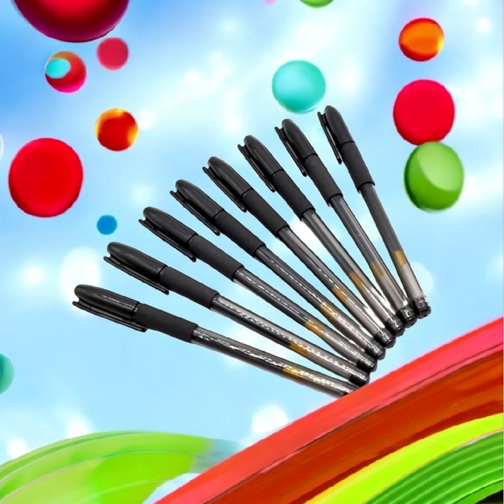 (0.5mm) Pen Hitam, Pen Gel Black, Pen Hitam Dakwat Cair, Ballpoint ...