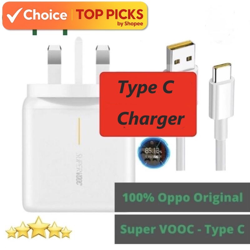 OPPO VOOC 20~80W 2.0 Charger Adapter Vooc TYPE-C CHARGER SET&VOOC TYPE ...