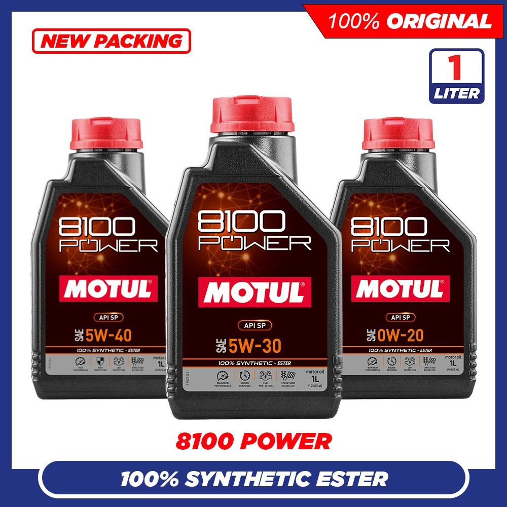 MOTUL 8100 POWER 0W20 5W30 5W40 SP ESTER Fully Synthetic Engine Oil (1L ...