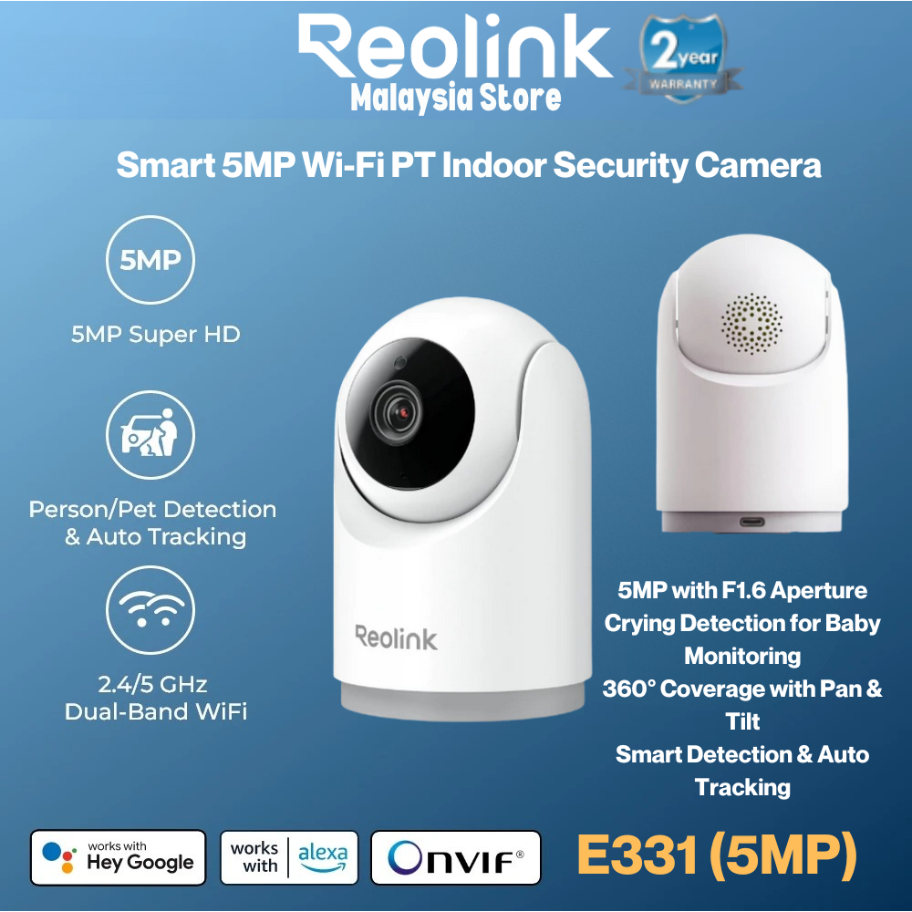 Reolink E331 5MP Smart Wi-Fi PT Indoor Security Camera Baby Monitor ...