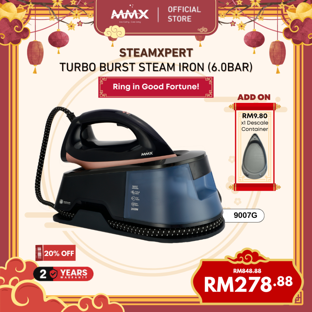 [TempGuard ZeroBurn Technology] MMX SteamXpert 9007G: 2400W 6-Bar 300g ...