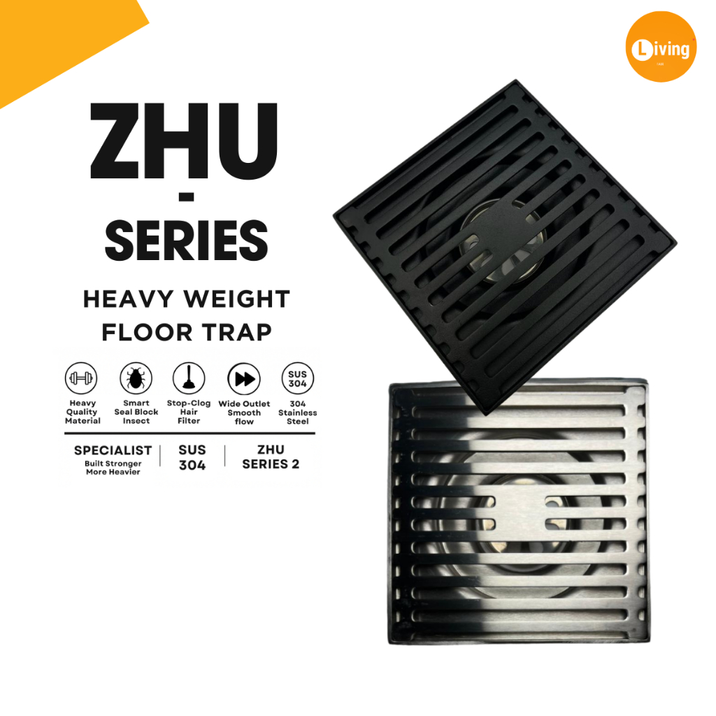 Living Fair 竹 ZHU-Series 15x15cm Stainless Steel Floor Trap Cover Anti ...