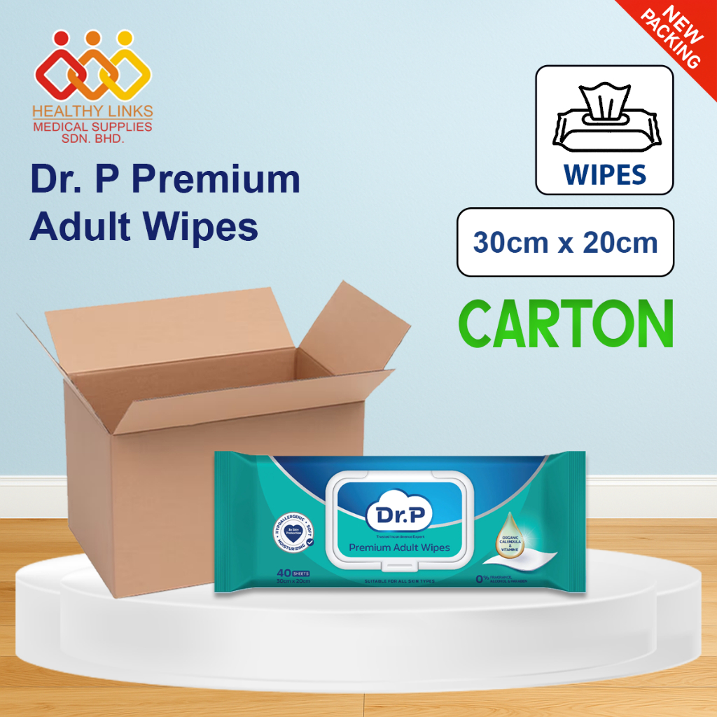 Dr. P Premium Adult Wipes (1 Carton 12 Packs) / Tena Gentle Clean Adult ...