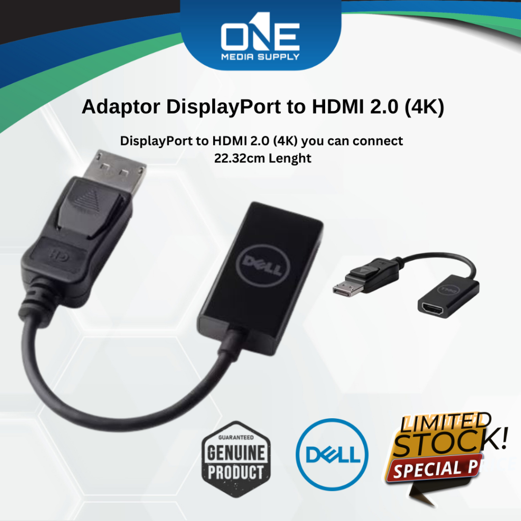 Dell DisplayPort (Male) to HDMI (Female) Adapter 2.0 | 4K UHD | Model ...