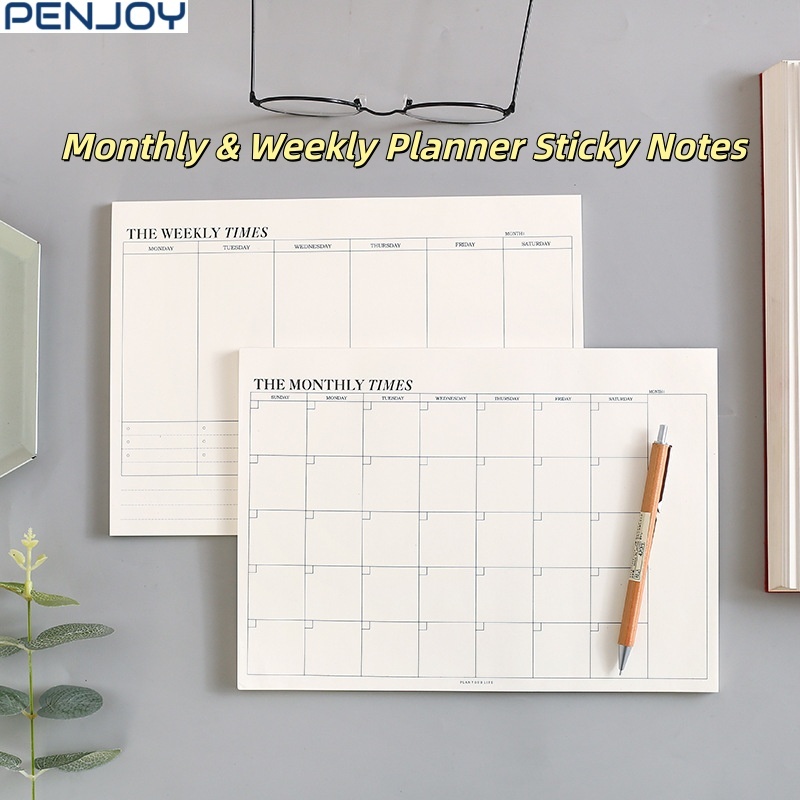 📅 Monthly & Weekly Sticky Planner | Self-Fill Tearable Schedule Pad ...