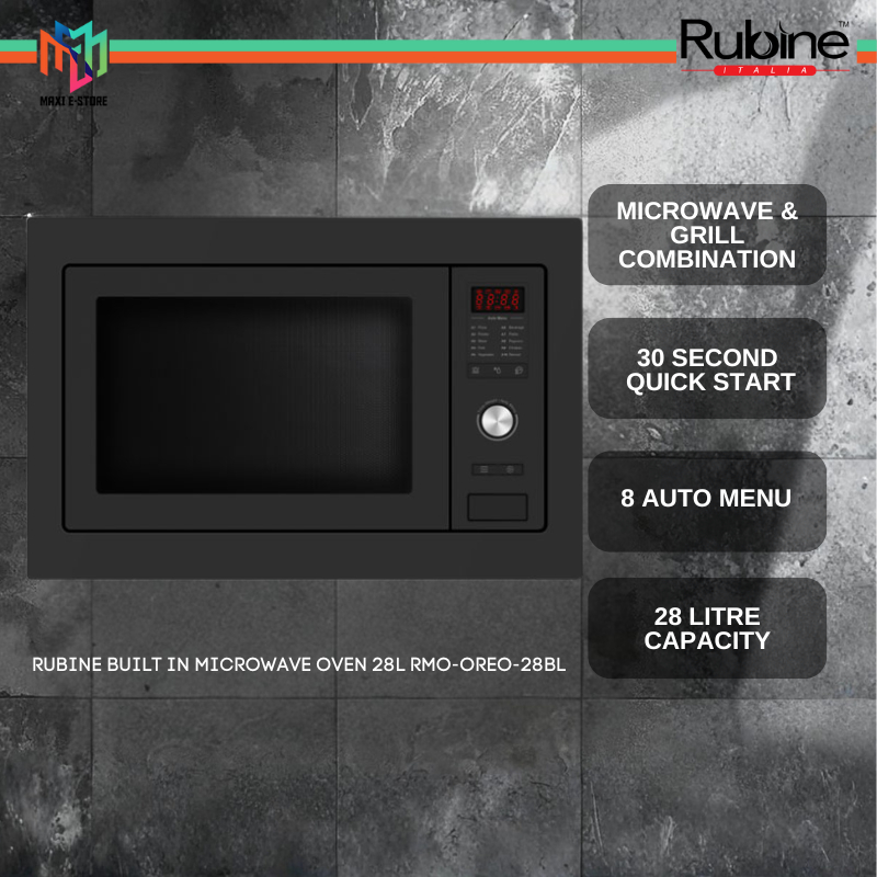 Rubine RMO-OREO-28BL Built-in Microwave Oven 28L Microwave & Grill ...