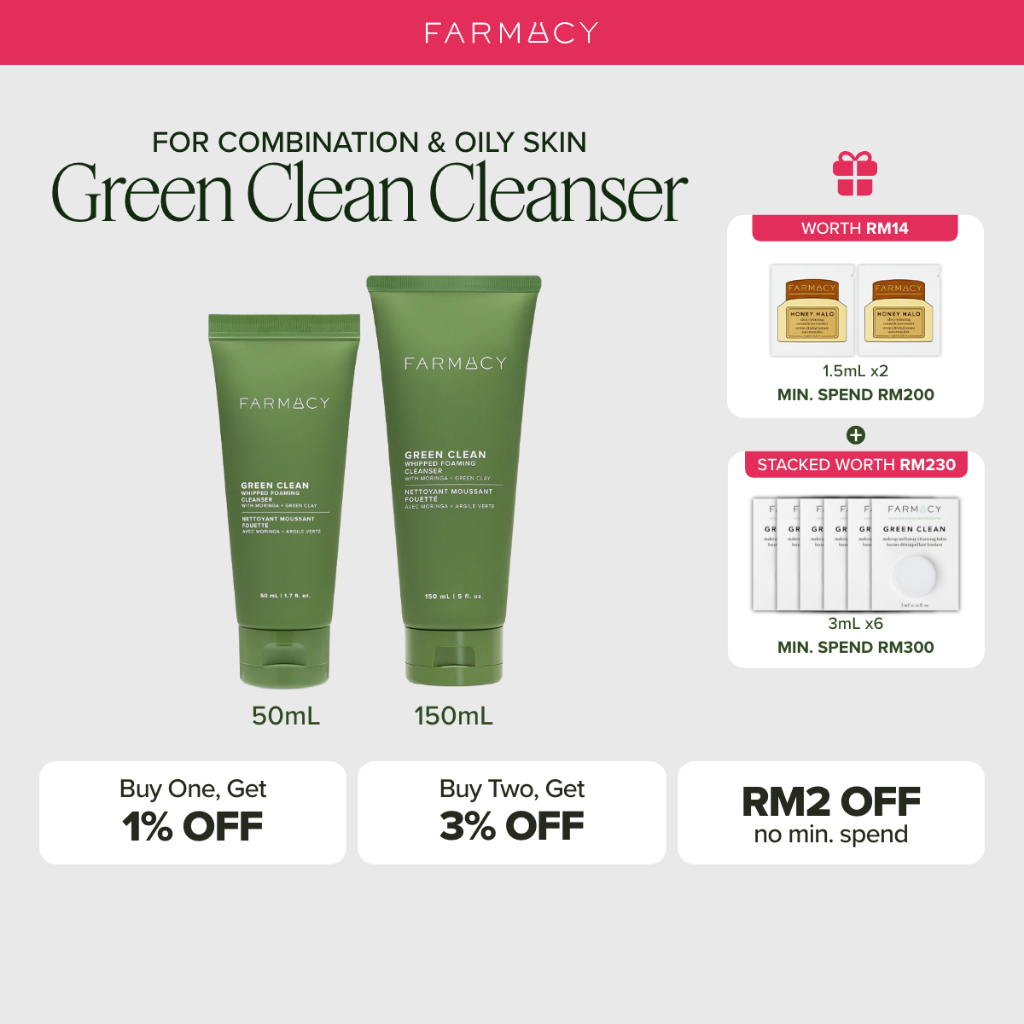 FARMACY Green Clean Whipped Foaming Cleanser with Moringa & Green Clay ...