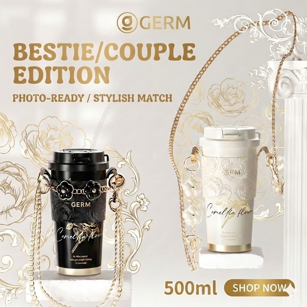 GERM Camellia Bestie/Couple Gift Tumbler Cawan Termos Stainless Steel ...