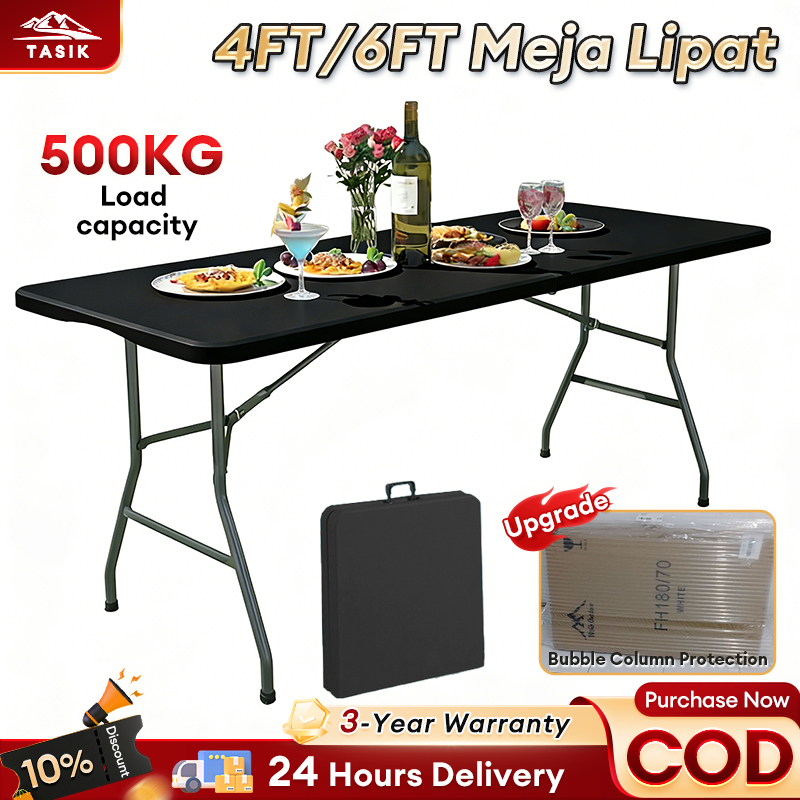 【WTHB】4FT 6FT Meja Lipat Foldable Table Heavy Duty Foldable Banquet ...