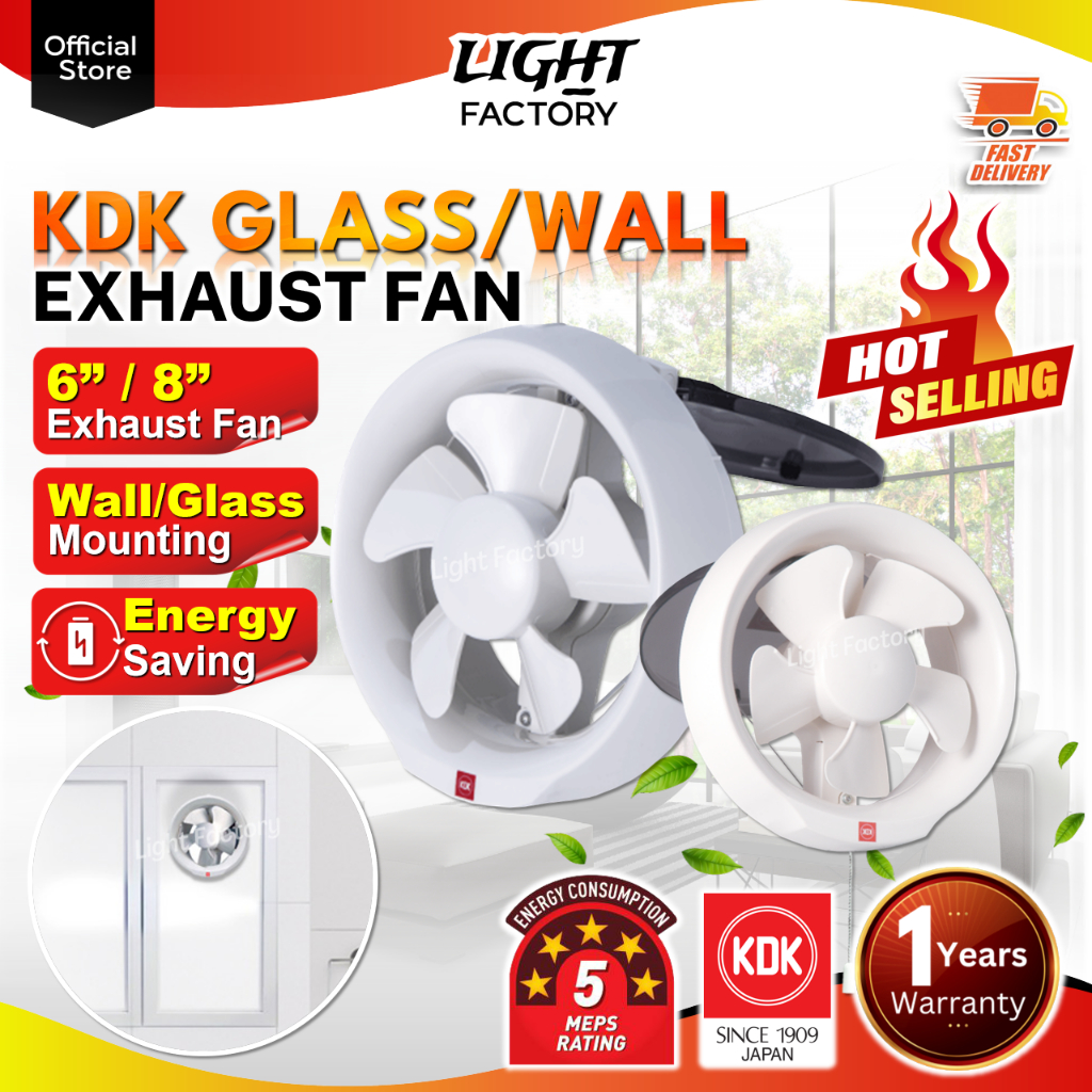 KDK 15WUD 20WUD Glass Mounted Exhaust Ventilating Fan 6" 15WUD 8" 20WUD ...