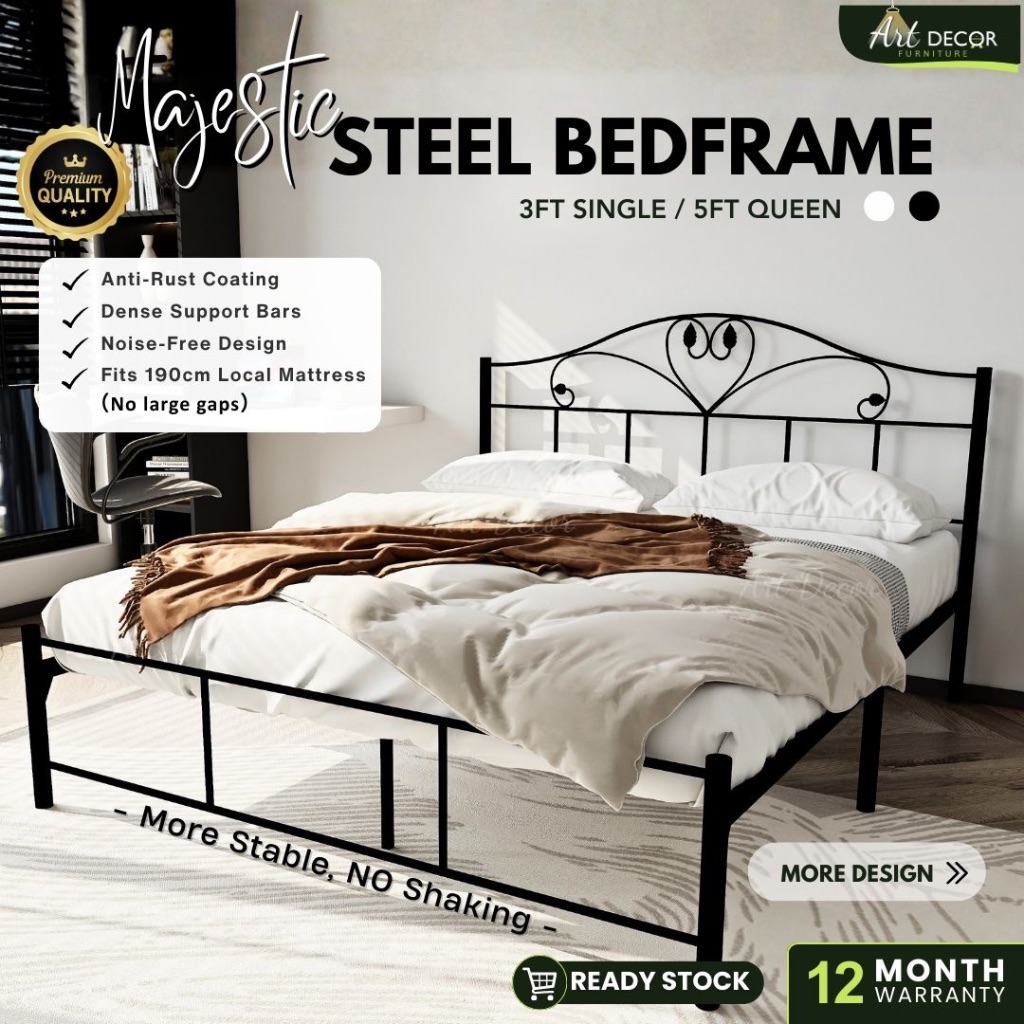 🔥READY STOCK🔥5/3ft Queen/Single Bed Frame Katil Besi Queen Murah Katil ...