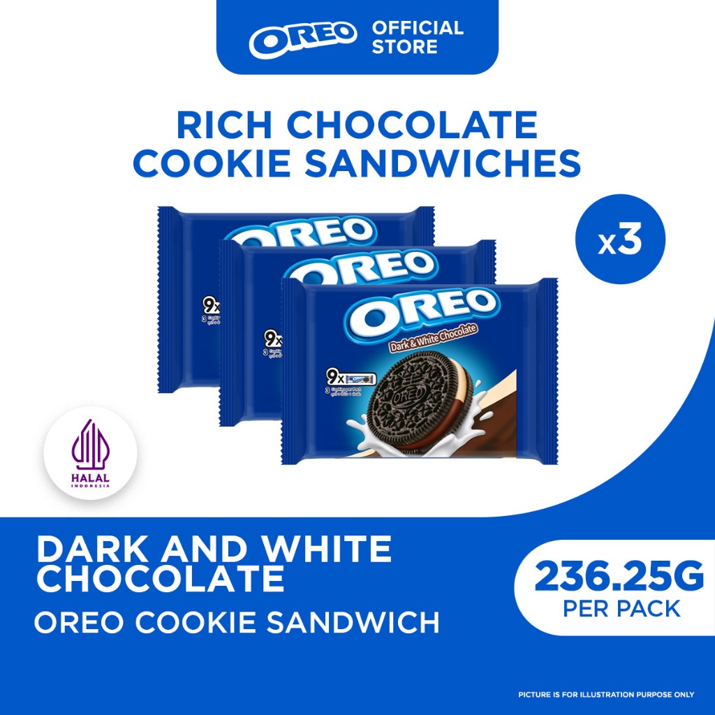 Oreo Dark and White Chocolate Chocolate Sandwich Cookies 236.25g ...