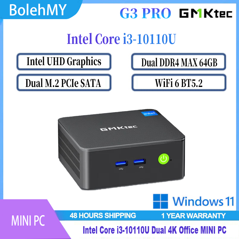 GMKtec G3 PRO Intel Core i3-10110U Win11Pro DDR4 M.2 2280 PCIE3.0 WIFI6 ...
