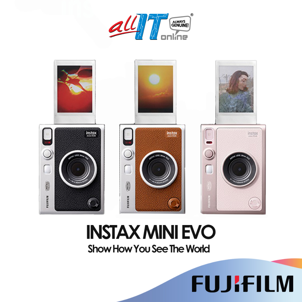 Fujifilm Instax Mini Evo Brown / Black / Gentle Rose Instant Camera ...