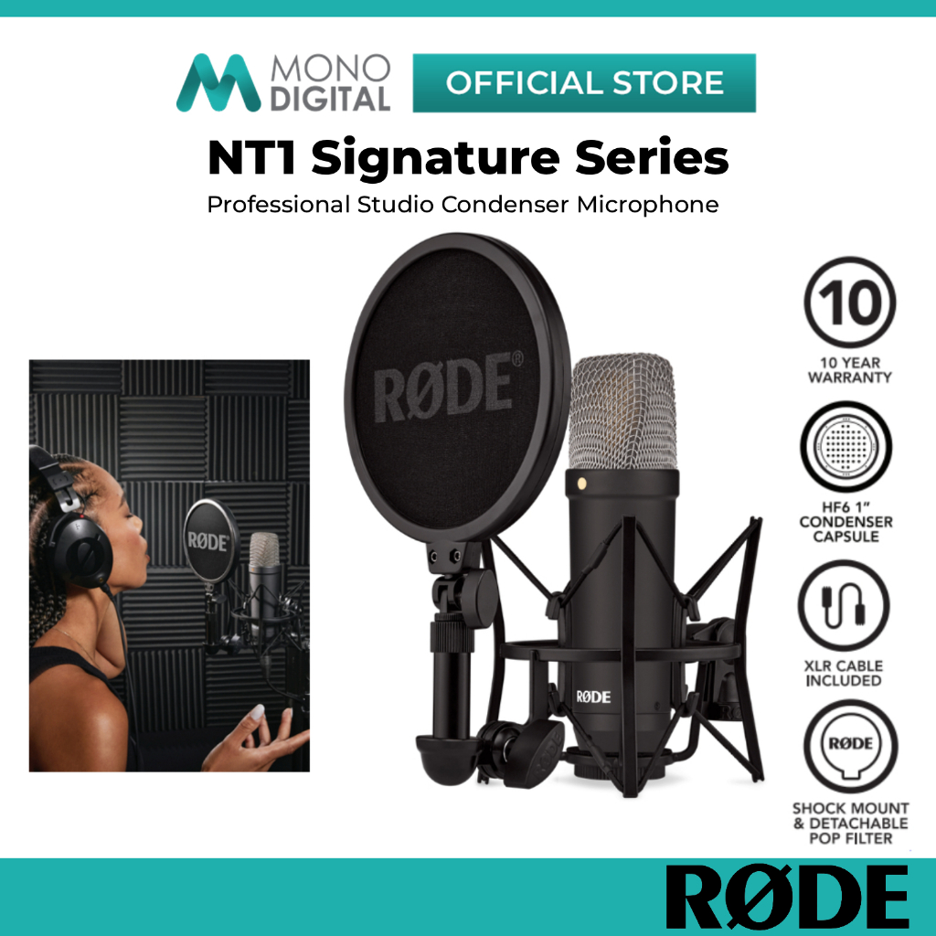 RODE NT1 SIGNATURE SERIES LARGE-DIAPHRAGM CARDIOID STUDIO CONDENSER ...