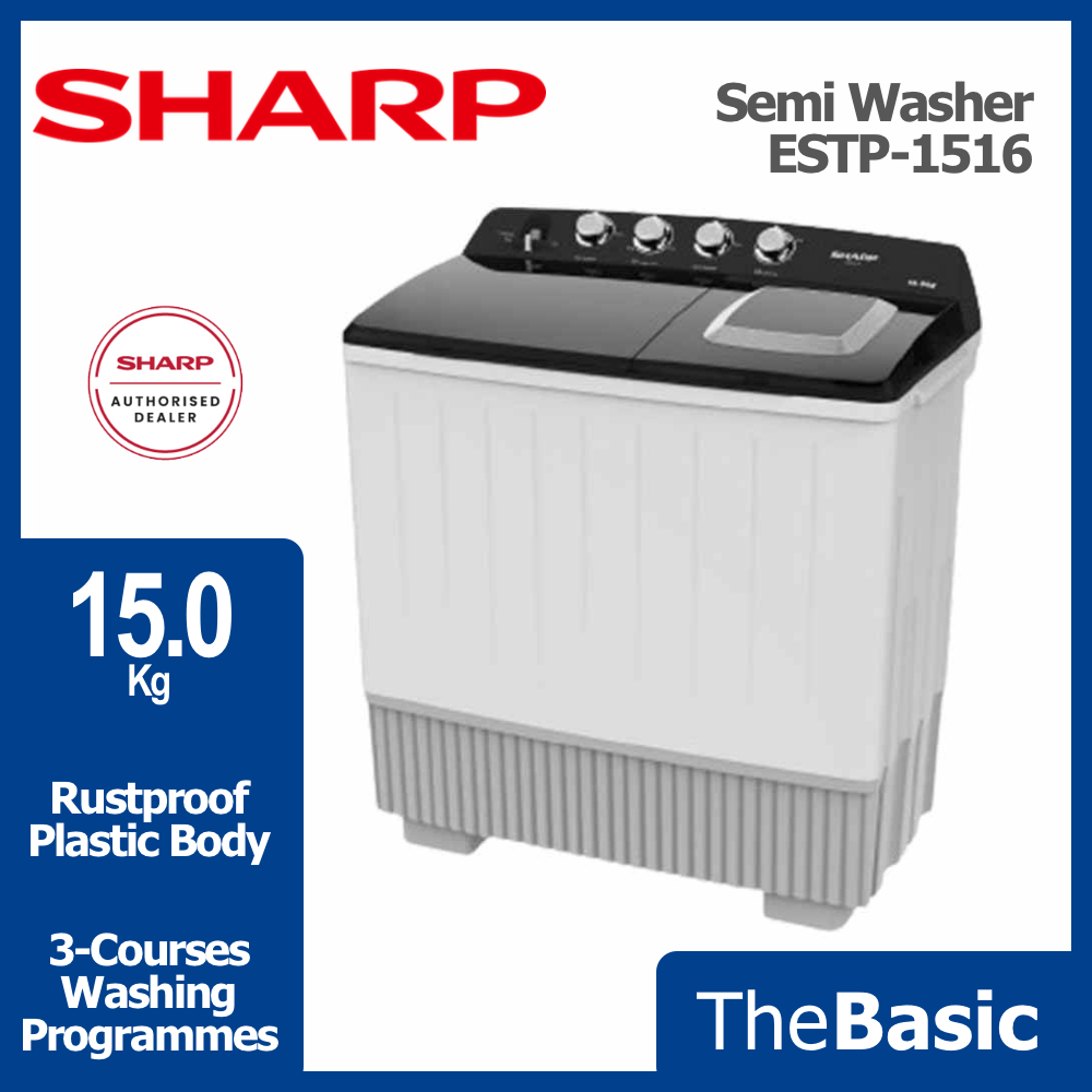 SHARP 7KG - 15KG Semi Auto Washing Machine Twin Tub Washer Mesin Basuh ...