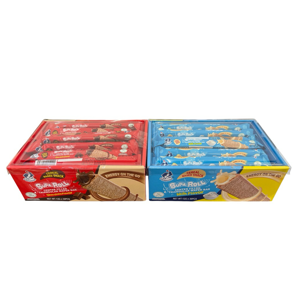 6pcs/30pcs Twinfish Supa Roll Center Filled Triangular Wafer Bar ...