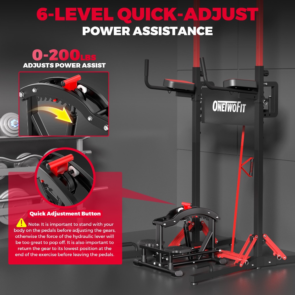OneTwoFit Pull Up Dip Station assist device Bar Station 6 resistance ...