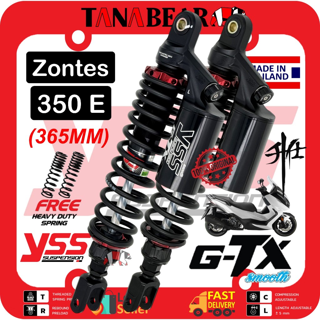 YSS ZONTES 350 E/D (365MM) GTX [Free Heavy Duty Spring]. Adjustable ...