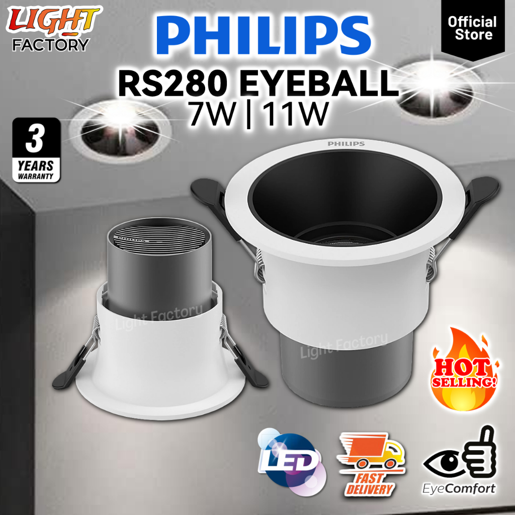 Philips LED Semi Recessed G2 LED Eyeball RS280 7W 11W Recess Eye ...