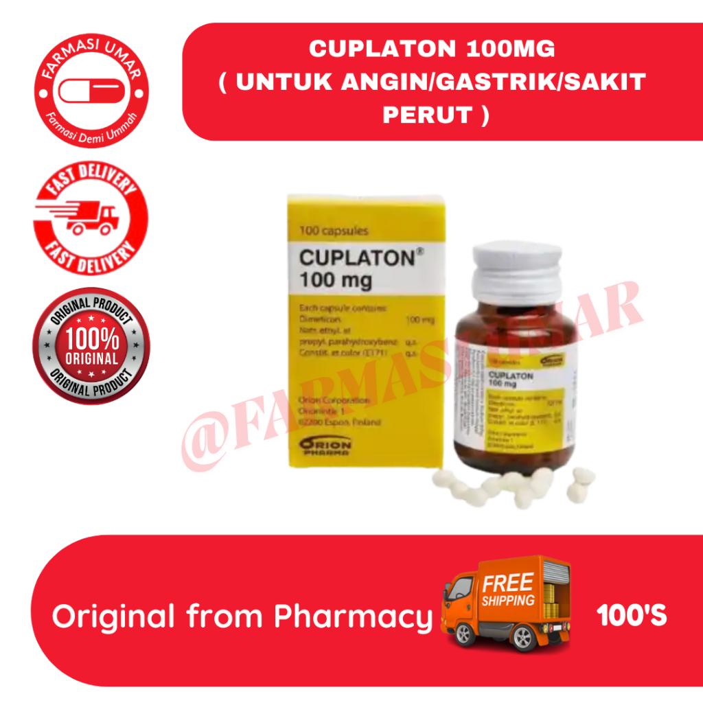CUPLATON 100MG (Untuk Angin/gastrik/Sakit Perut) (100'S) | Shopee Malaysia