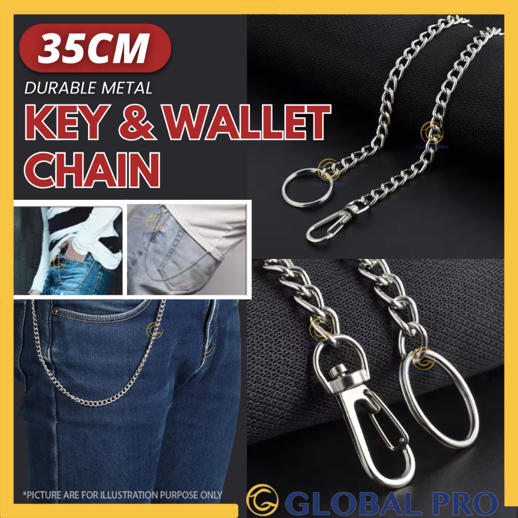 35cm Long Metal Keyring Silver Keychain Chain Hipster Pant Jean Key ...