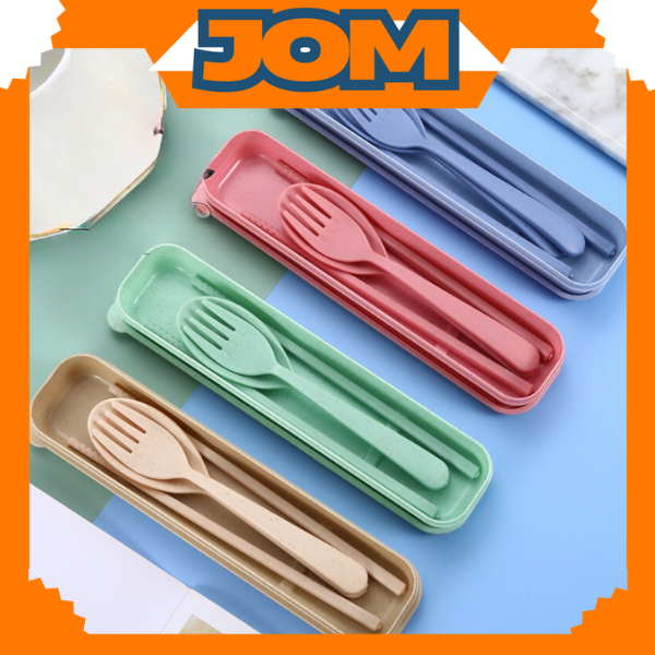 Borong Wheat Straw Cutlery Set Spoon Folk Chopstick Travel Cultery Set ...