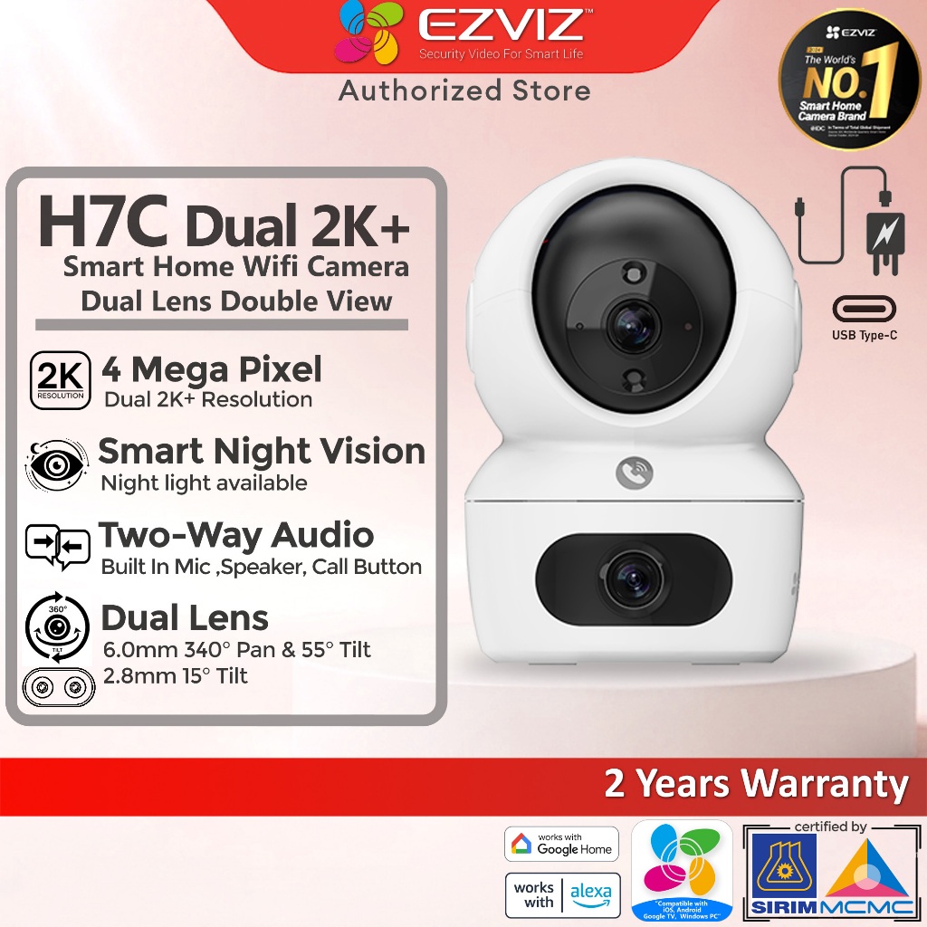 EZVIZ H7C Pro 4MP + 4MP Dual Lens One Touch Button Calling WiFi CCTV ...
