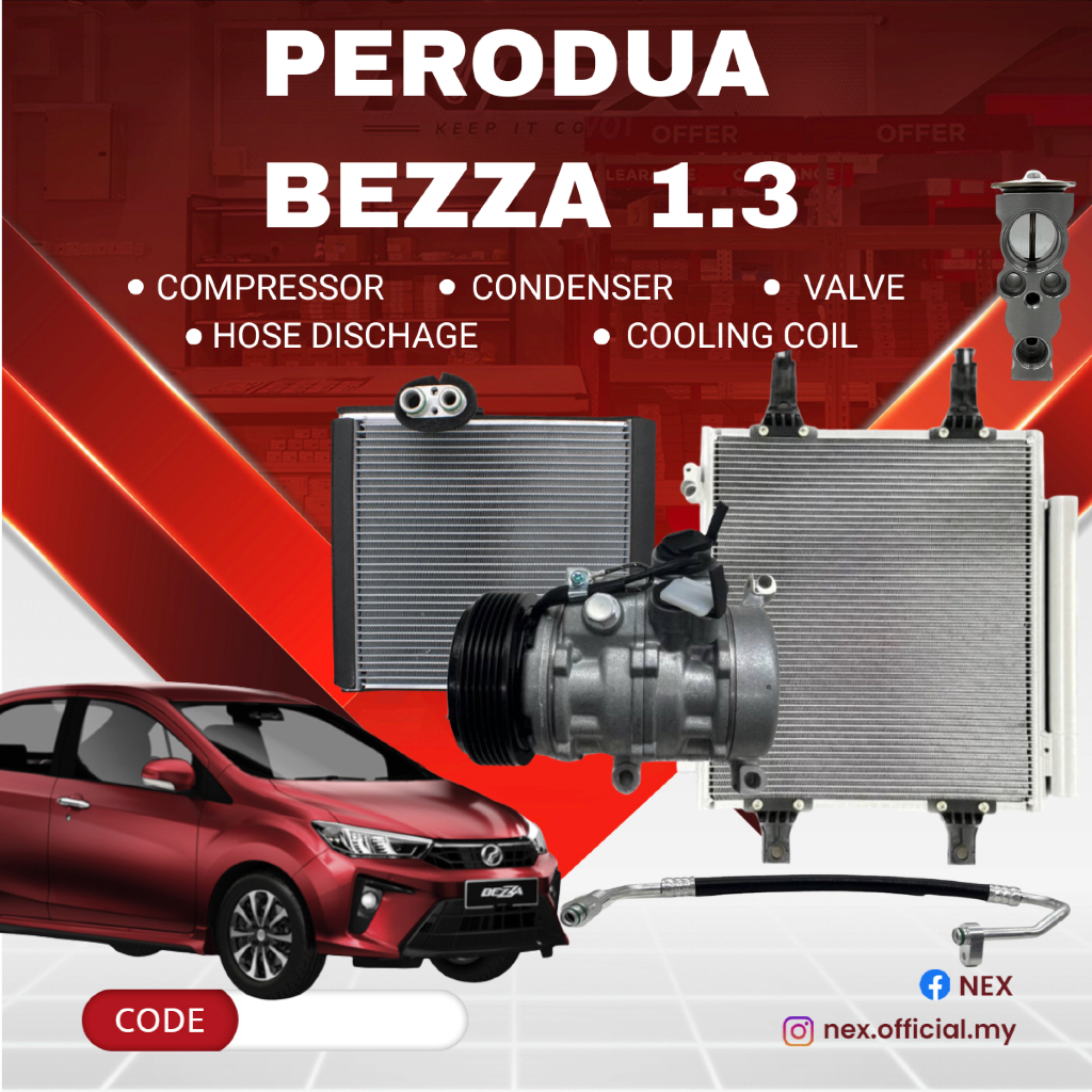 💥SET MURAH!PERODUA BEZZA 1.3/1.0 CAR AIRCOND SET(COMPRESSOR,CONDENSER ...