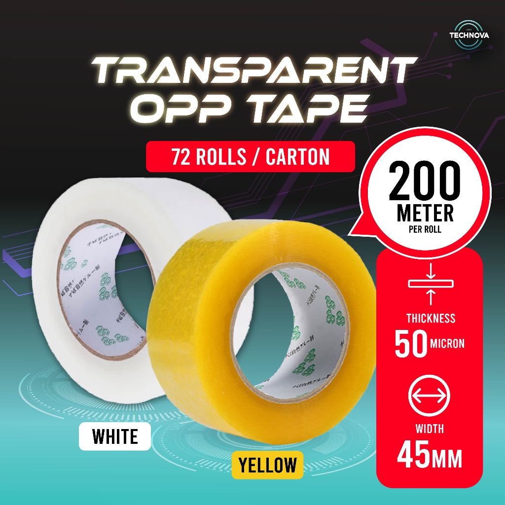 【Super Adhesive】200M Transparent OPP Tape/Packing Tape [50micron x 45mm ...