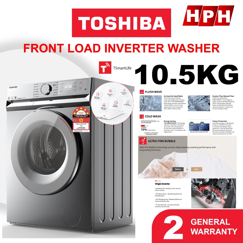 Toshiba Inverter 5-Star Energy Rating Washing Machine TW-BL115A2M TW-BH85S2M TW-E70BUT21UWM HW80 ...