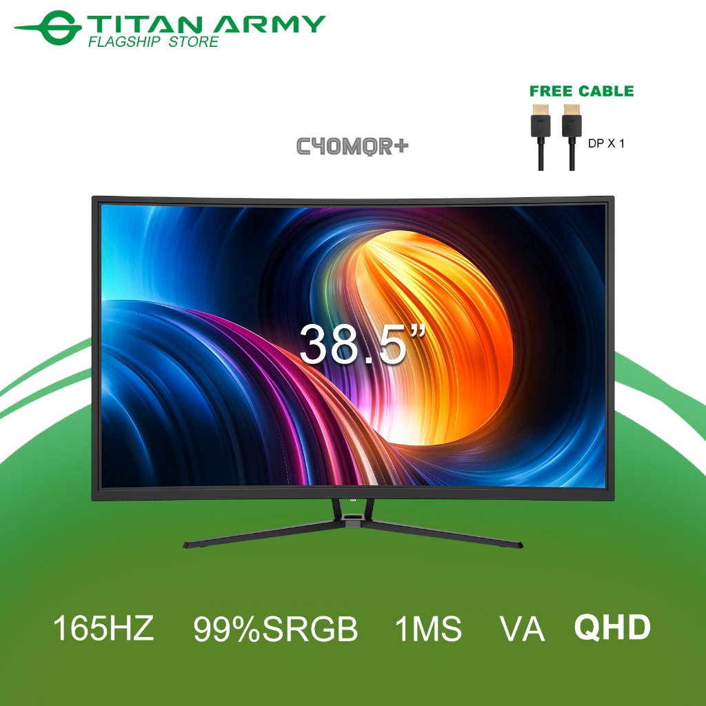 TITAN ARMY 40" 2K QHD 165Hz 1ms 99%sRGB Adaptive Sync Curved Gaming ...