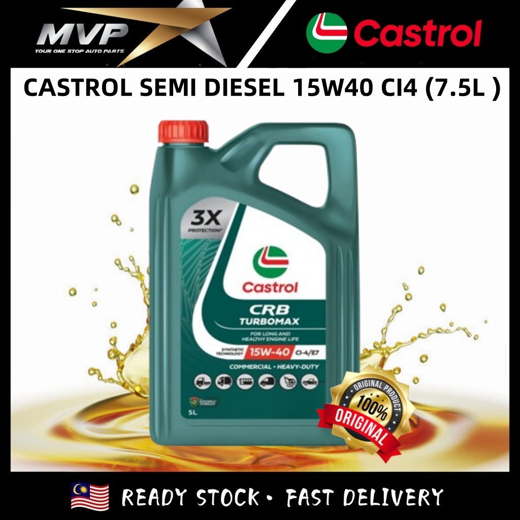 Castrol Diesel Engine Oil CRB Turbomax 15w40 CI4 7.5L suitable for ...