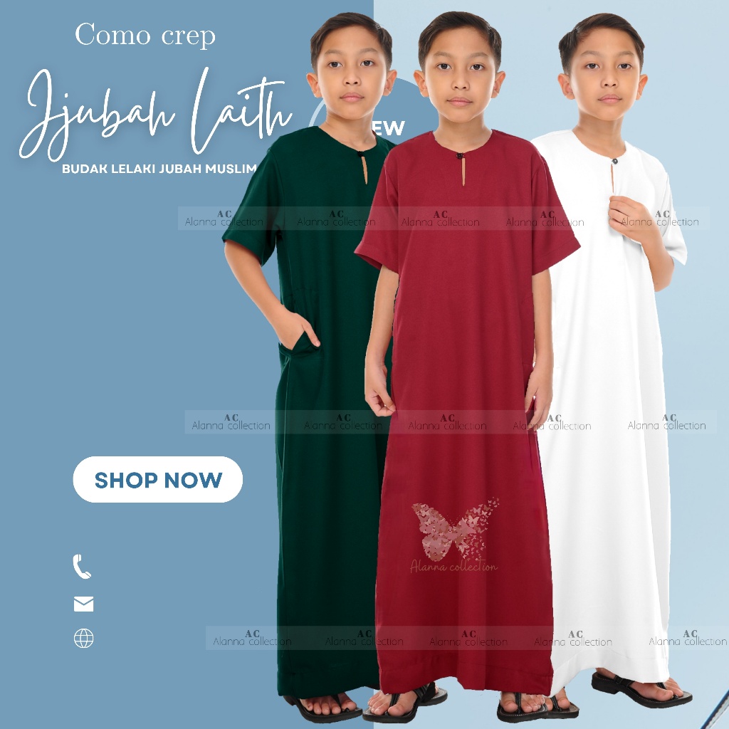 BUDAK LELAKI JUBAH LAITH TELUK BELANGA PENDEK LENGAN COMO CREPE Boys ...
