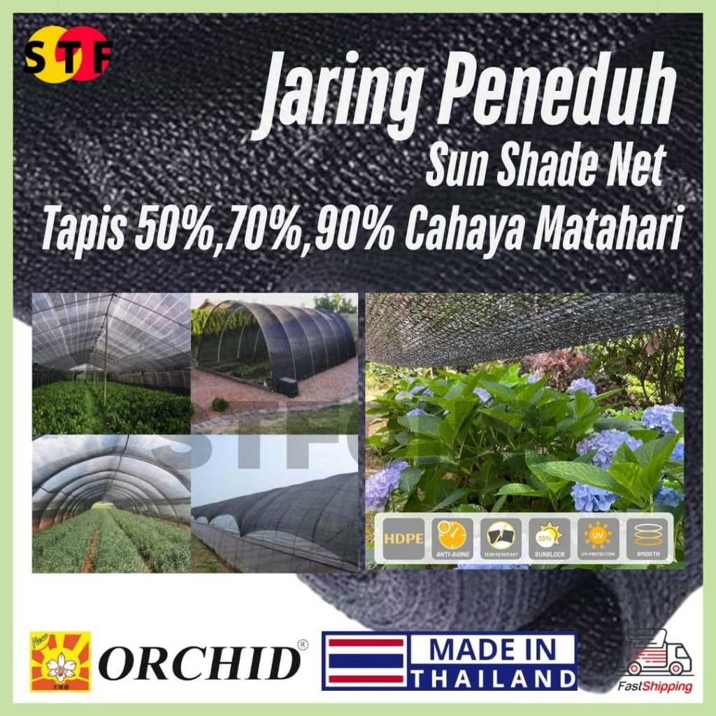 (ORIGINAL THAILAND)Black Sun Shade Orchid Net 50% 70% 90Jaring Hitam Garden UV Protection ...