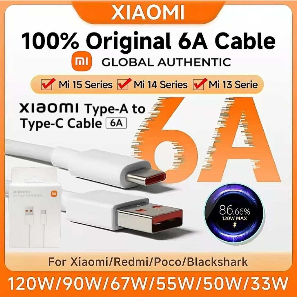 Original Xiaomi Redmi 6A 120W USB Type C Fast Charging Cable 120W ...