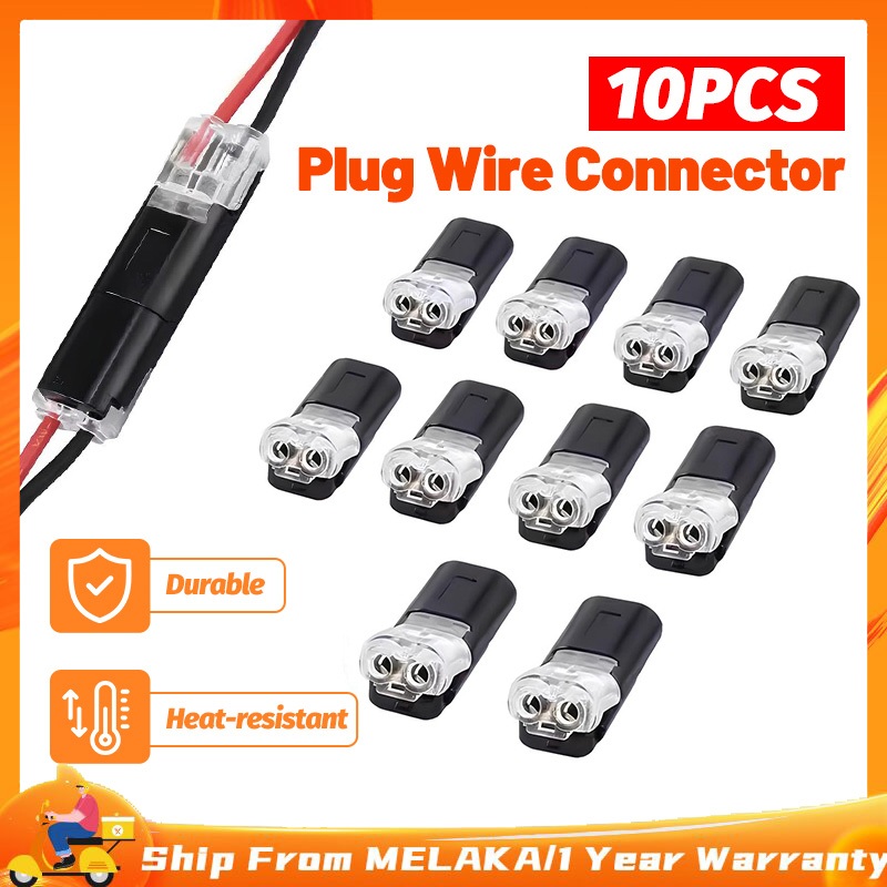 2-Pin Electrical Connector Plug, Non-Stripping Quick Clip, 300V 9A for ...