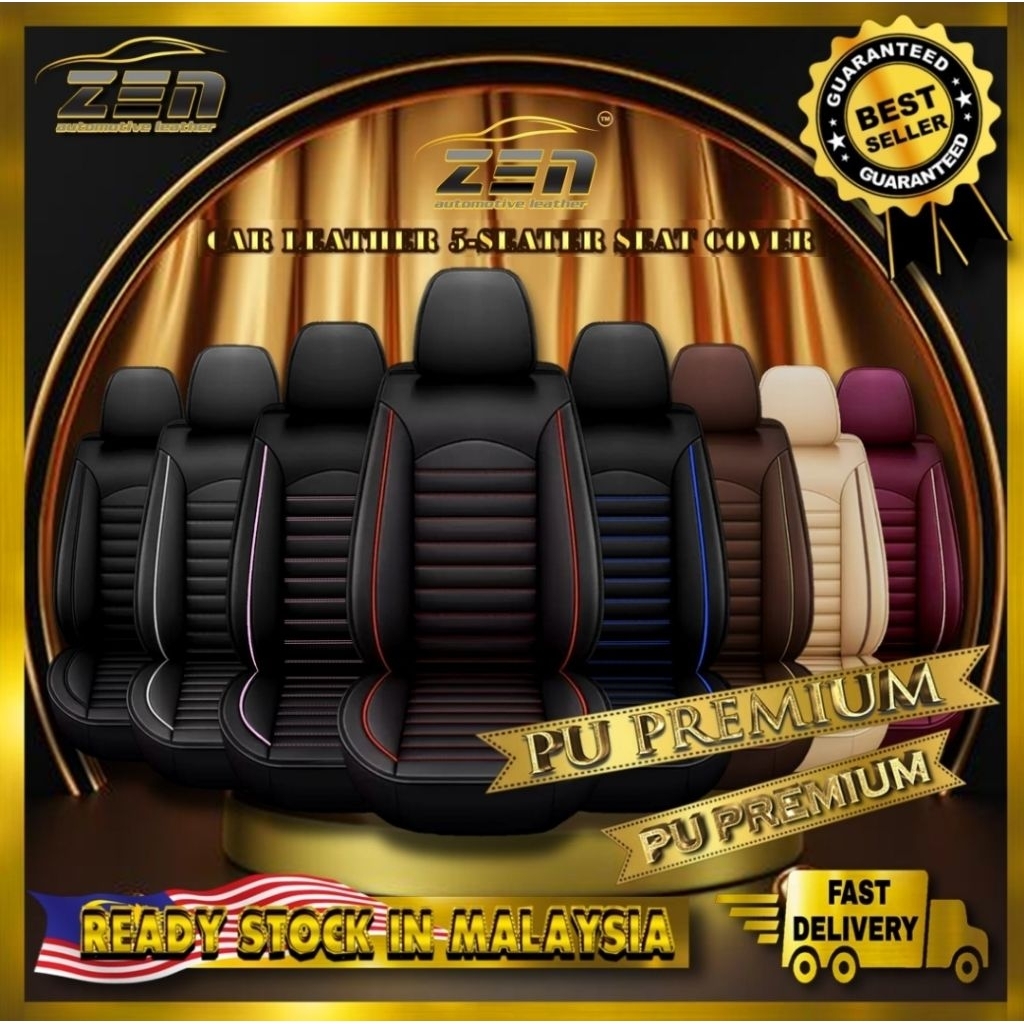 ZEN 5D series PU PREMIUM LEATHER Universal Car Seat Cover - 5-Seater ...