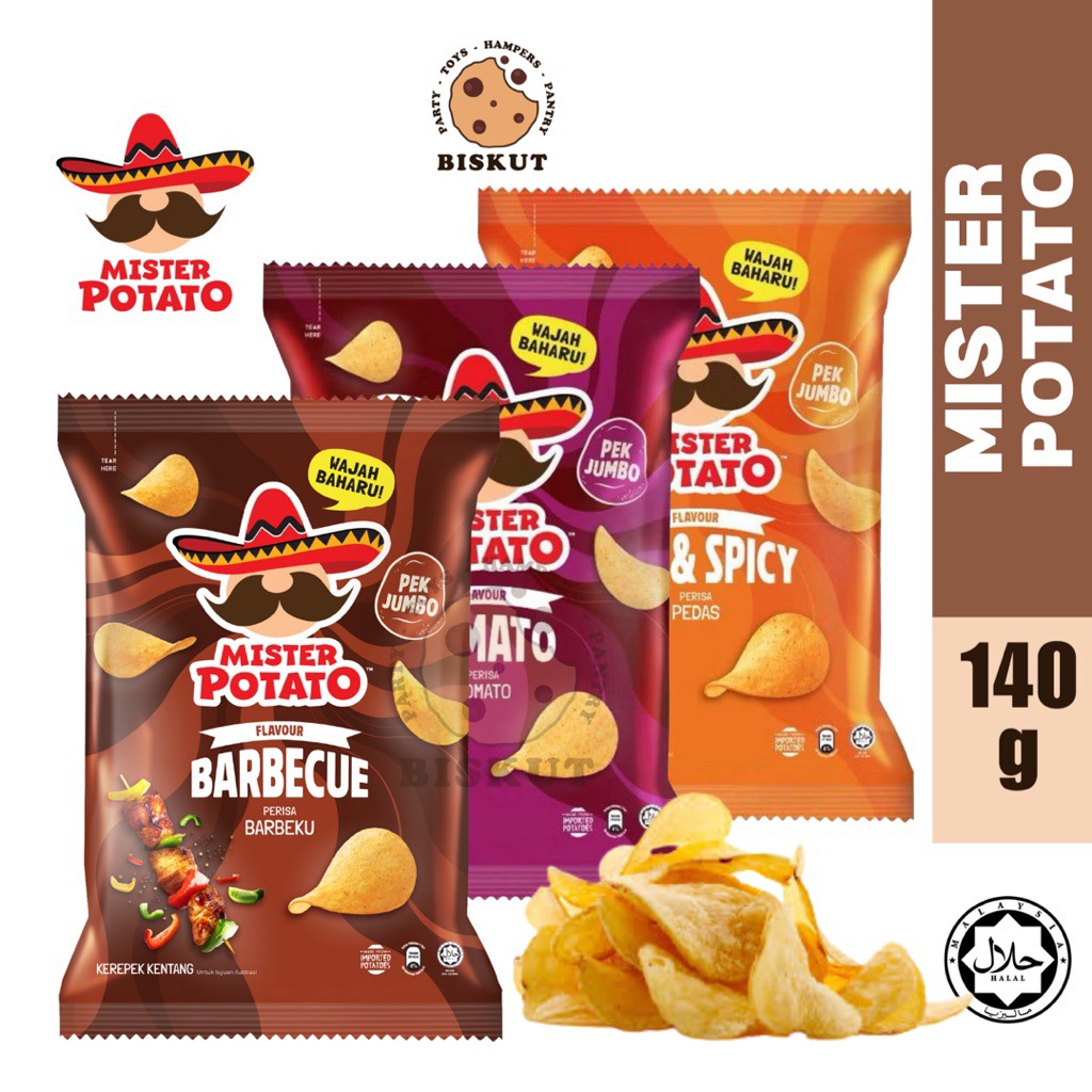 Mister Potato Chips Barbqcue / Tomato / Hot & Spicy 140g | Shopee Malaysia