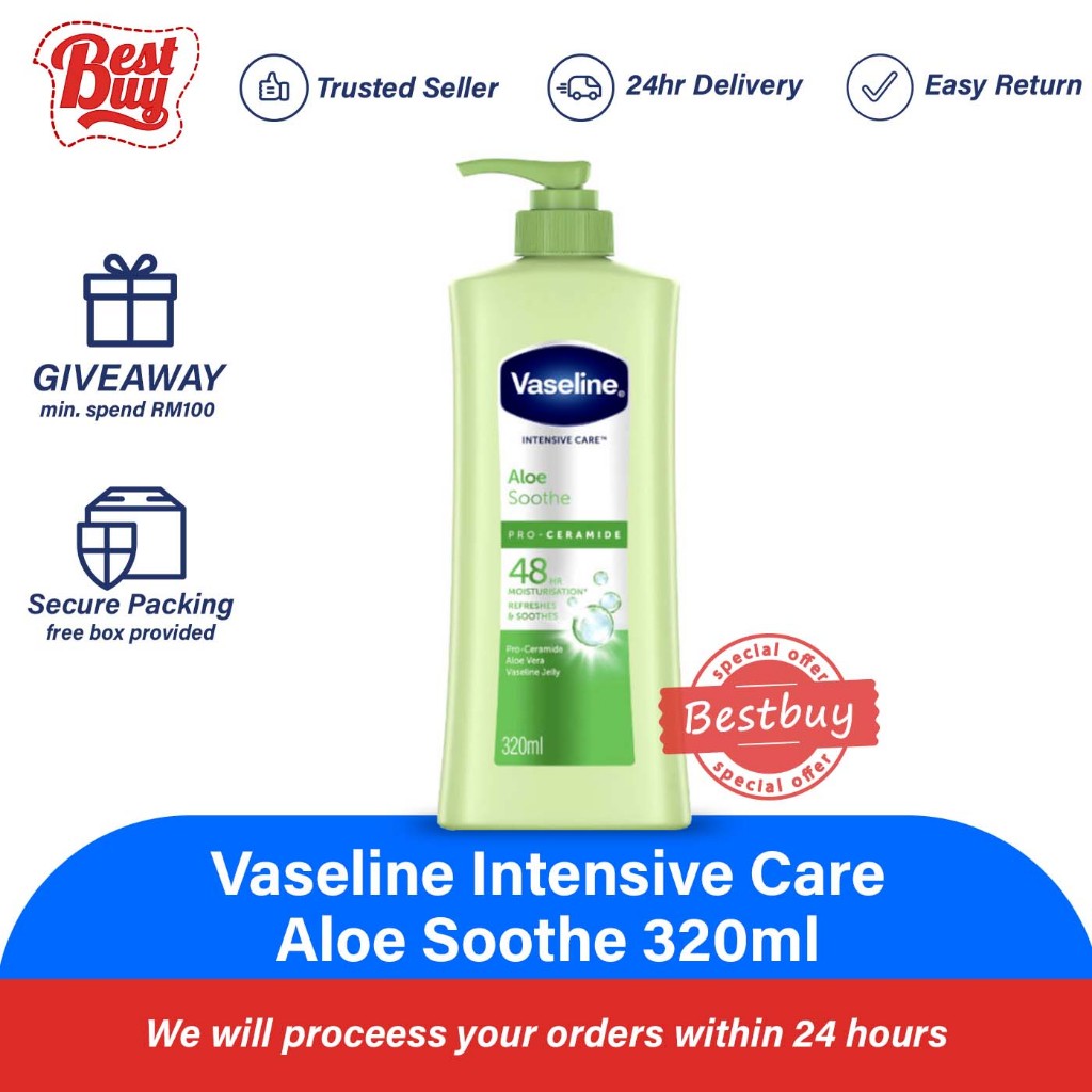 Vaseline Intensive Care Lotion Aloe Soothe 320ml | Shopee Malaysia