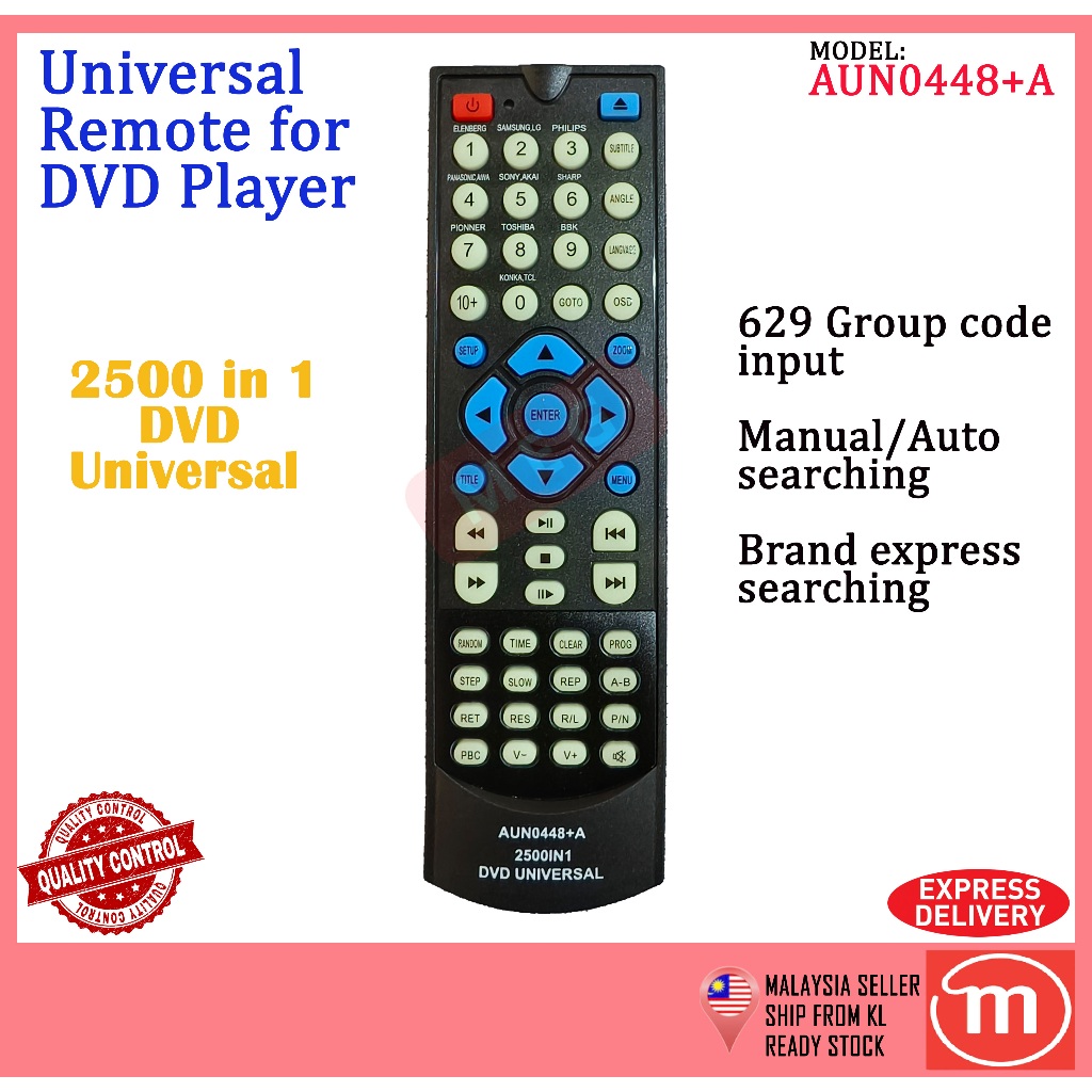 Universal DVD Player Remote Control 2500 in 1 (AUN0448) | Shopee Malaysia