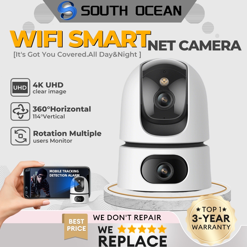 South Ocean 4K Dual Lens Dual Screen CCTV Wireless Full-color Night ...