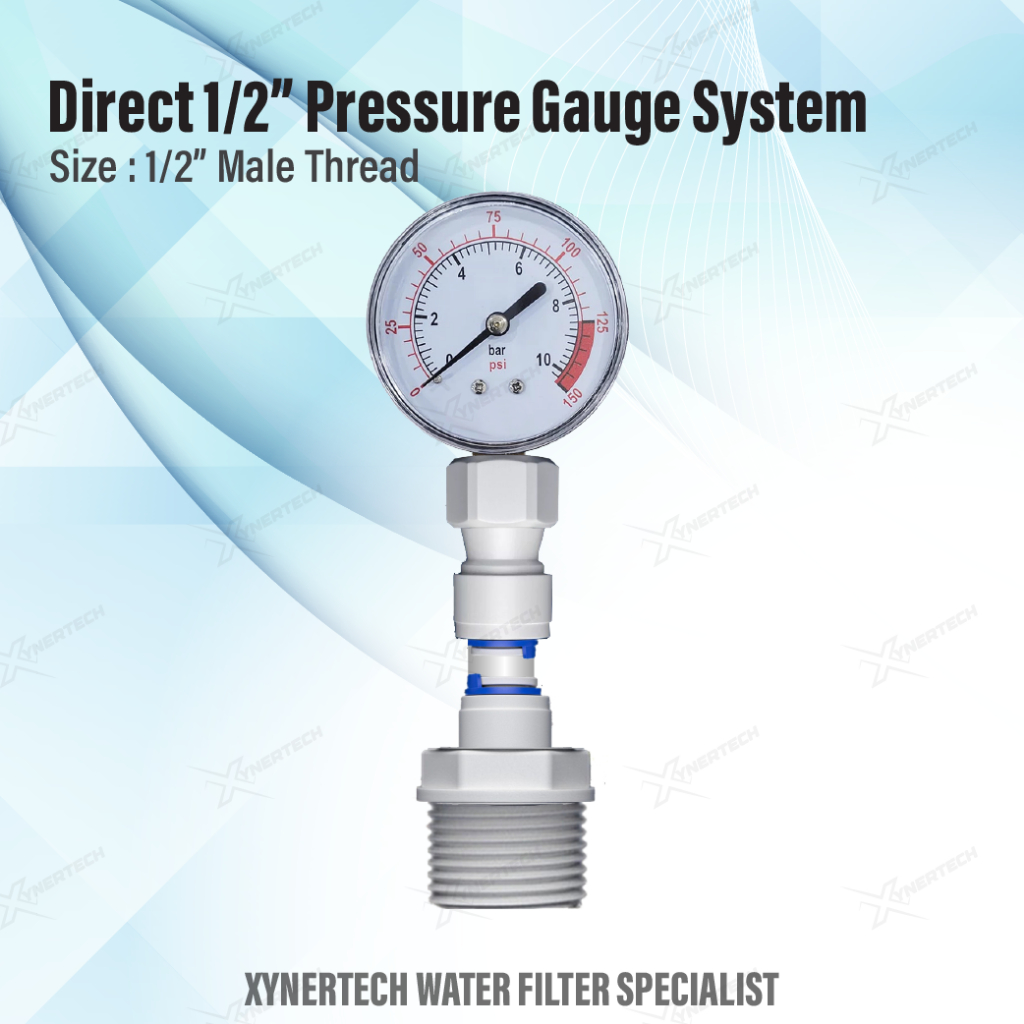 1/2" Male Thread Pressure Gauge System for Water Piping Meter Gauge ...