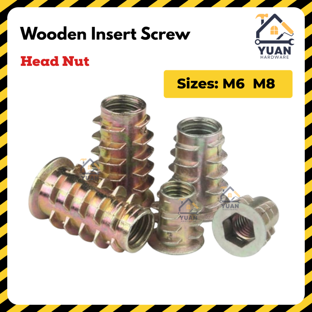 M6 M8 Furniture Wooden Insert Screw Hex Drive Head Nut Allen Key ...