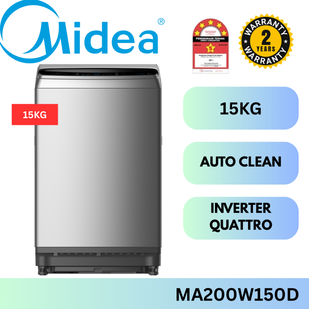 Midea Inverter Top Load Fully Washer Washing Machine (15KG) MA200W150D ...
